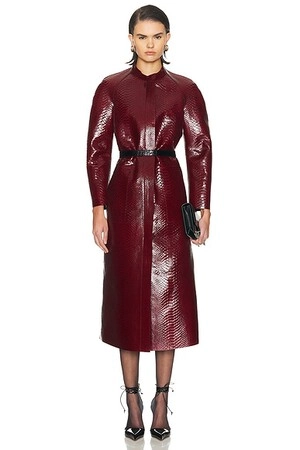 TOM FORD Leather Duchesse Biker Coat - Ruby Red