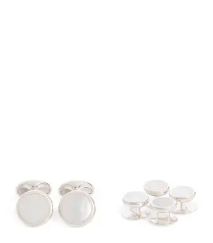 DEAKIN & FRANCIS Sterling And Mother-of-pearl Round Cufflinks - Silver