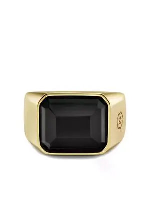 NIALAYA JEWELRY Tone Onyx Signet Ring - Gold