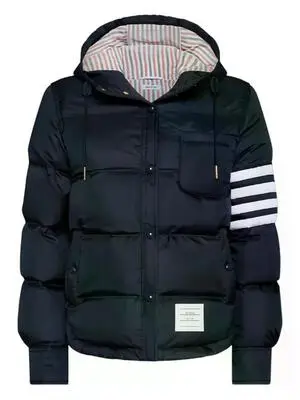 Thom Browne Down Hooded Jacket With Four-bar Detail