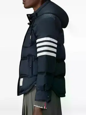 Thom Browne Down Hooded Jacket With Four-bar Detail