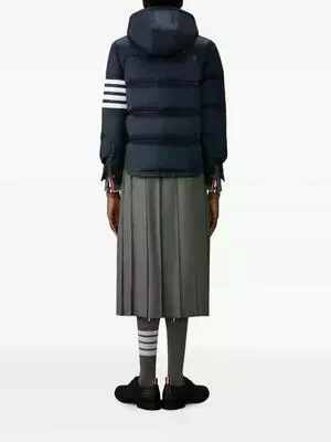 Thom Browne Down Hooded Jacket With Four-bar Detail - Blue