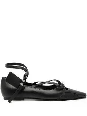Off-White Strapped Pointed Toe Flat Pumps