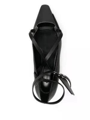 Off-White Strapped Pointed Toe Flat Pumps