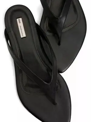 AMI Paris Pointed Toe Flat Sandals - Black