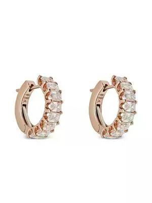 JEWELS AFICIONADO 18k Rose Gold Diamond Hoop Earrings With Emerald-cut Diamonds - Pink