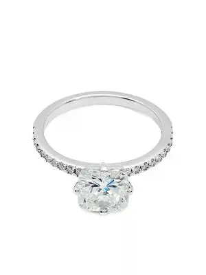 JEWELS AFICIONADO 18k White Gold Cushion And Round Diamond Engagement Ring - Silver