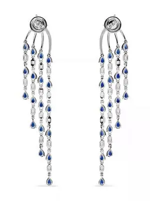 JEWELS AFICIONADO 18k White Gold Diamond And Sapphire Chandelier Earrings - Silver