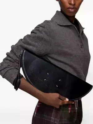 MAISON MARGIELA Half-moon Leather Clutch - Black