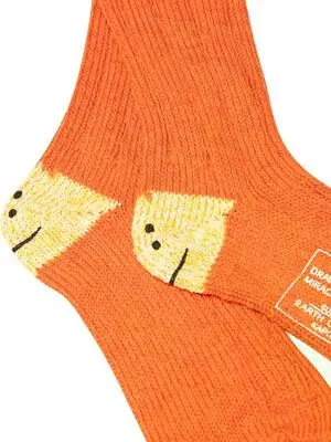 Kapital Rainbow Happy Heel Socks - Orange