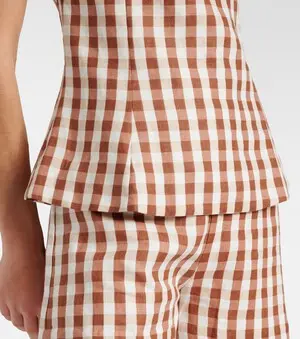 Faithfull The Brand Ana Gingham Linen Top - Brown
