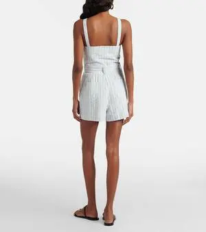 Simkhai Striped Cotton-blend Seersucker Romper - Blue