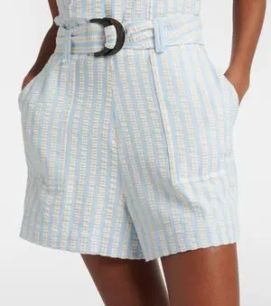 Simkhai Striped Cotton-blend Seersucker Romper - Blue