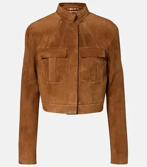 TOM FORD Cropped Suede Jacket - Brown