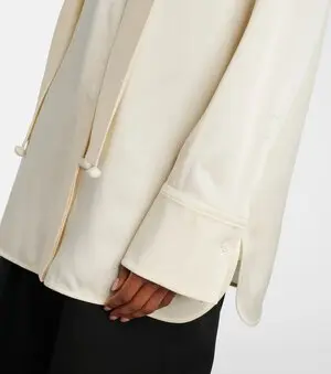 JIL SANDER Satin Shirt With Detachable Scarf Detail - White