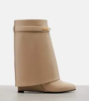 Givenchy Shark Leather Mid-calf Boots - Beige