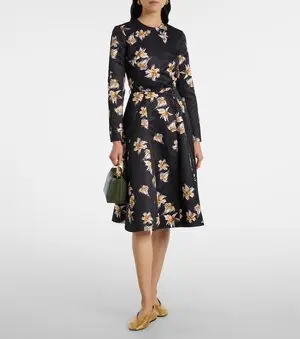 EMILIA WICKSTEAD Uccellina Floral Duchess Satin Midi Dress