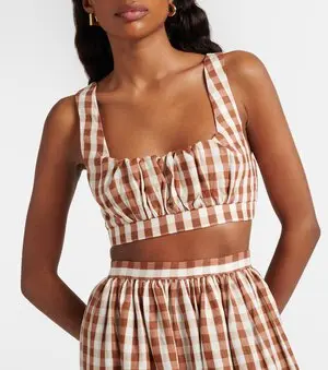 Faithfull The Brand Ida Gingham Linen Crop Top