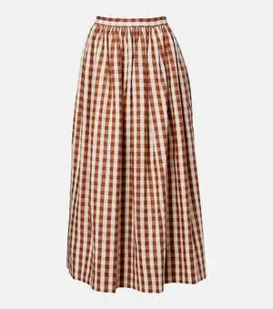 Faithfull The Brand Ida Gingham Linen Midi Skirt