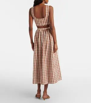 Faithfull The Brand Ida Gingham Linen Midi Skirt