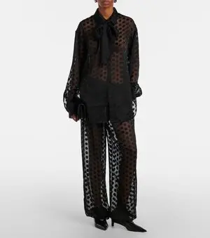 THE FRANKIE SHOP Orissa Polka-dot Sheer Wide-leg Pants