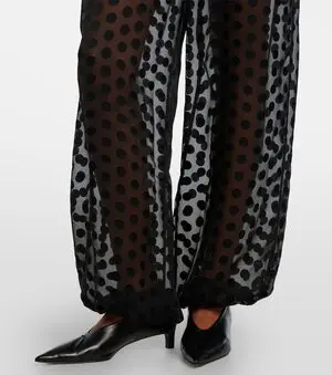 THE FRANKIE SHOP Orissa Polka-dot Sheer Wide-leg Pants