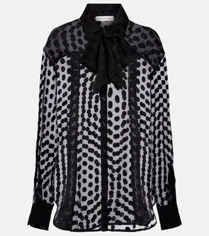 THE FRANKIE SHOP Peri Polka Dot Sheer Shirt - Black