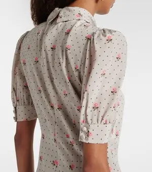 Alessandra Rich Floral Polka-dot Silk Maxi Dress