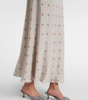 Alessandra Rich Floral Polka-dot Silk Maxi Dress