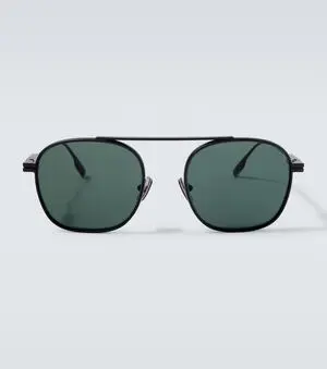 Zegna Orizzonte Round Frame Sunglasses - Black