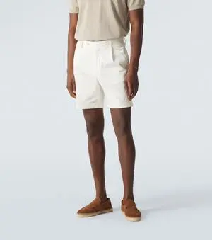 LARDINI Pleated Cotton-blend Bermuda Shorts