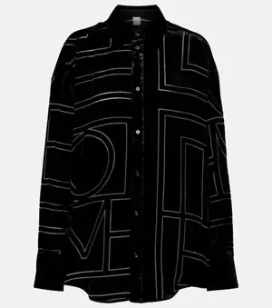 TOTEME Logo Velvet Devoré Shirt - Black