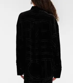 TOTEME Logo Velvet Devoré Shirt - Black