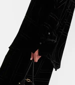 TOTEME Logo Velvet Devoré Shirt - Black