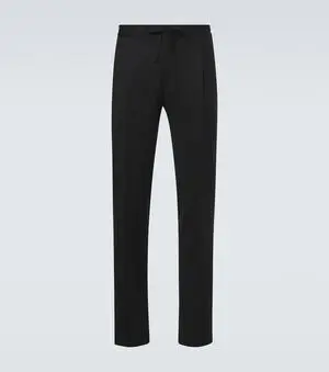 LARDINI Virgin Wool Tapered Trousers - Blue