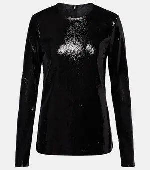 TOTEME Sequined Jersey Top - Black