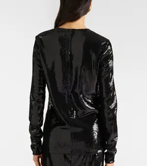 TOTEME Sequined Jersey Top - Black