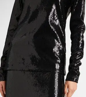 TOTEME Sequined Jersey Top - Black