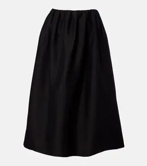 TOTEME Gathered Wool And Silk Midi Skirt - Black