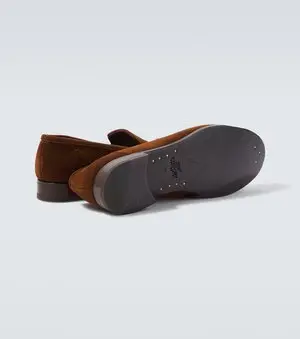 LARDINI Woven Suede Penny Loafers