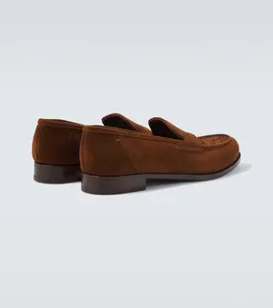 LARDINI Woven Suede Penny Loafers