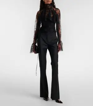 Blumarine Sheer Lace Turtleneck Blouse