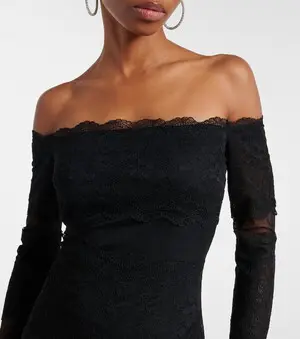 Blumarine Off-shoulder Lace Maxi Dress