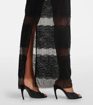 Blumarine Off-shoulder Lace Maxi Dress