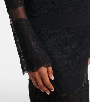 Blumarine Off-shoulder Lace Maxi Dress