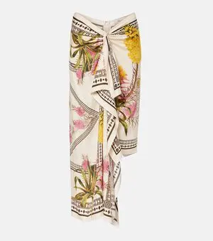 Blumarine Printed Twill Draped Midi Skirt - Multicoloured
