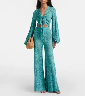 ALEXANDRA MIRO Paloma Lace Wide-leg Pants
