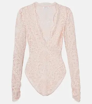 ALEXANDRA MIRO Ariella Sheer Lace Bodysuit - Pink