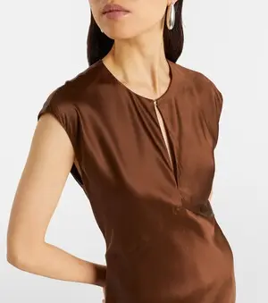 Veronica Beard Nelzy Silk-blend Satin Maxi Dress In Walnut