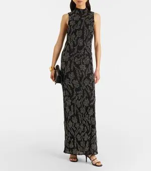 Veronica Beard Sylven Beaded Georgette Maxi Dress